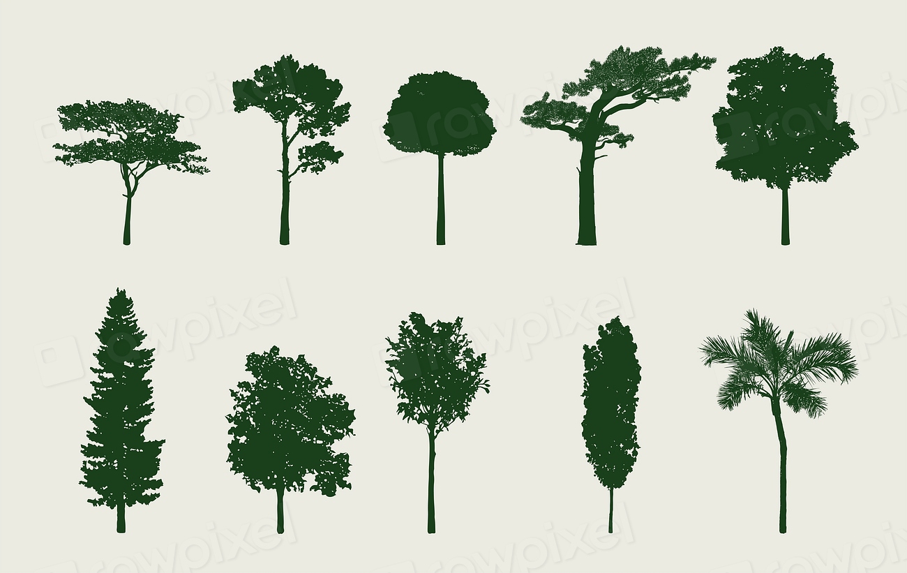 Collection of tree silhouettes vector | Free Vector - rawpixel