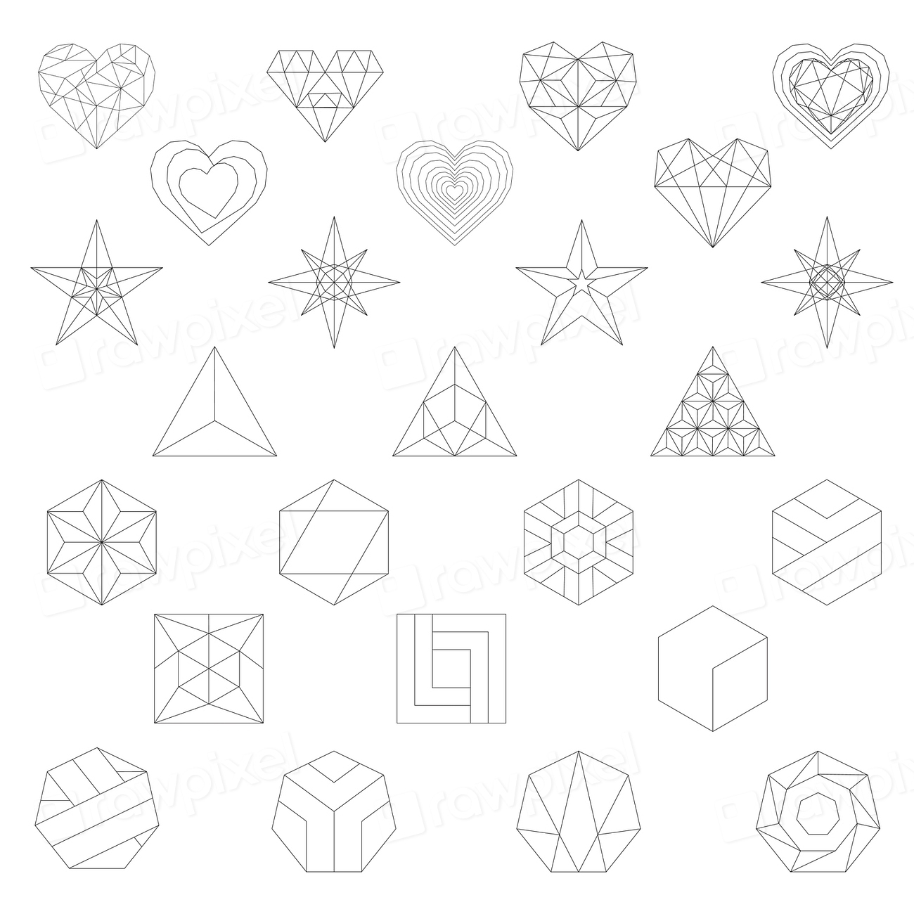 Linear illustration of geometric shapes | Premium Vector - rawpixel