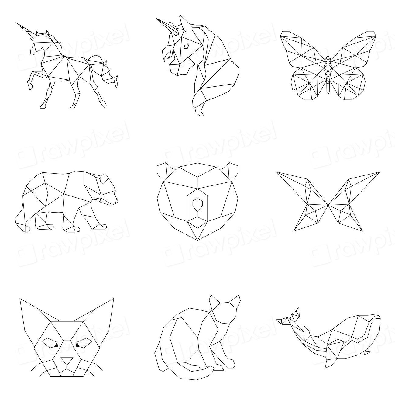Set of animal linear illustrations | Premium Vector - rawpixel