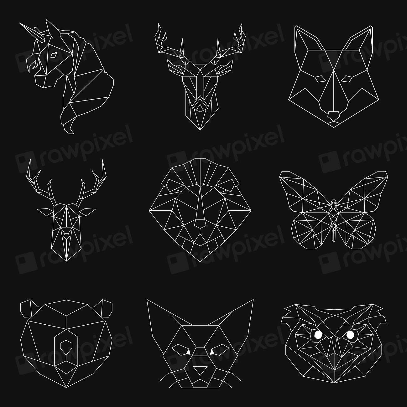Set of animal linear illustrations | Premium Vector - rawpixel