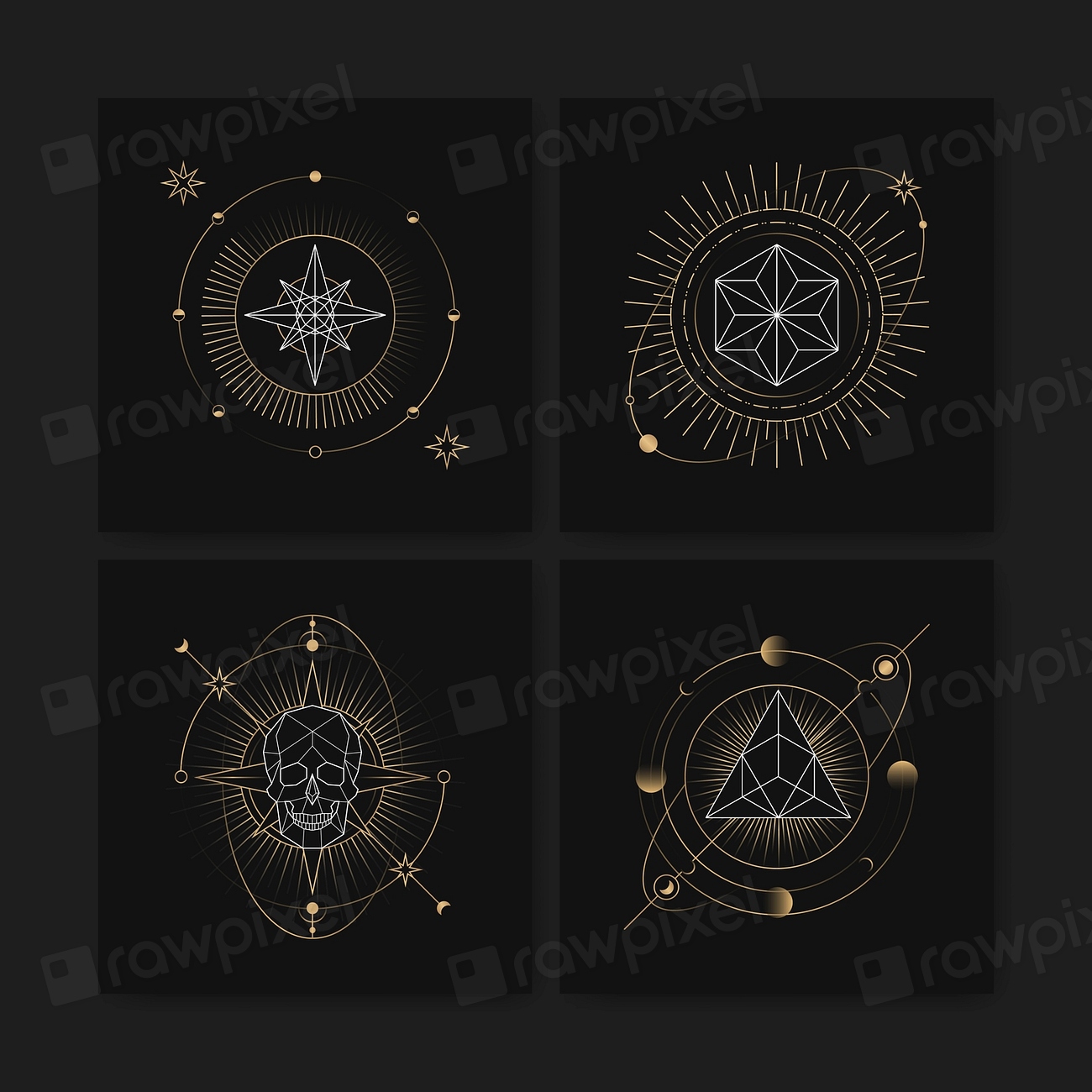 Geometric mystic symbols vector set | Premium Vector - rawpixel