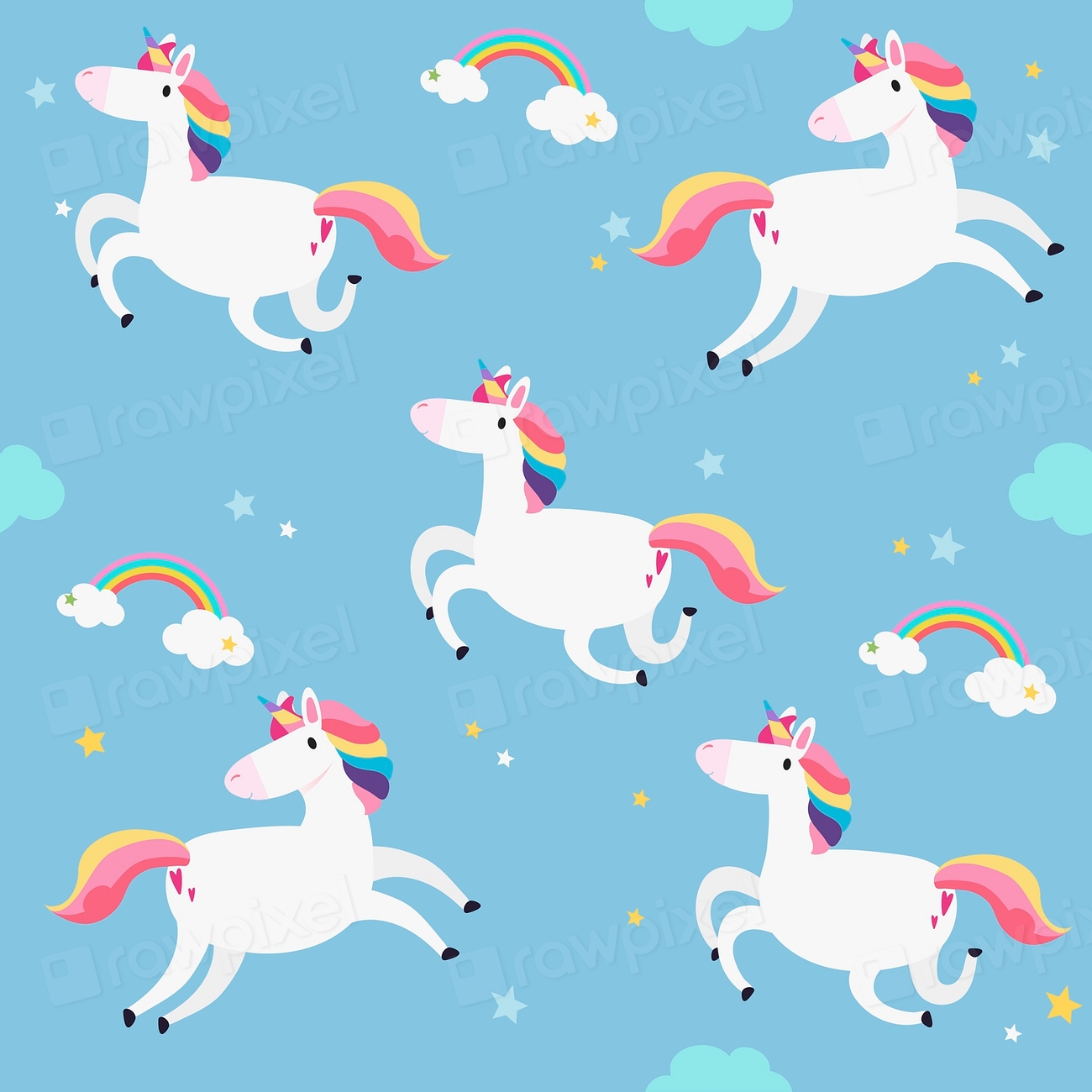 Unicorn seamless pattern background vector | Free Vector - rawpixel