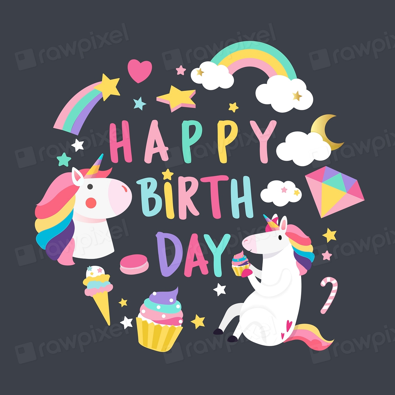Happy Birthday unicorn with magic | Premium Vector - rawpixel