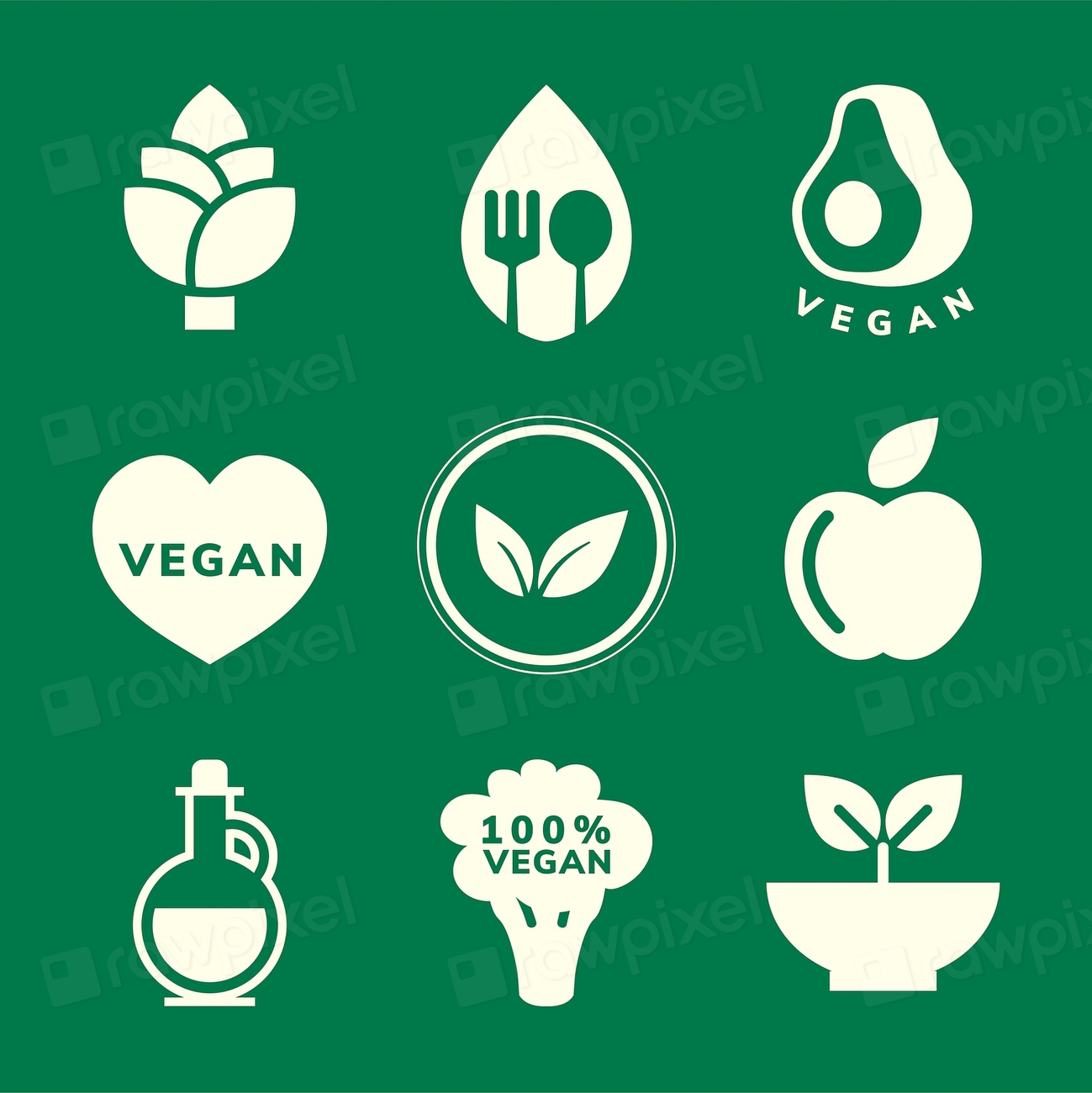 Collection of vegan icon vectors | Premium Vector - rawpixel