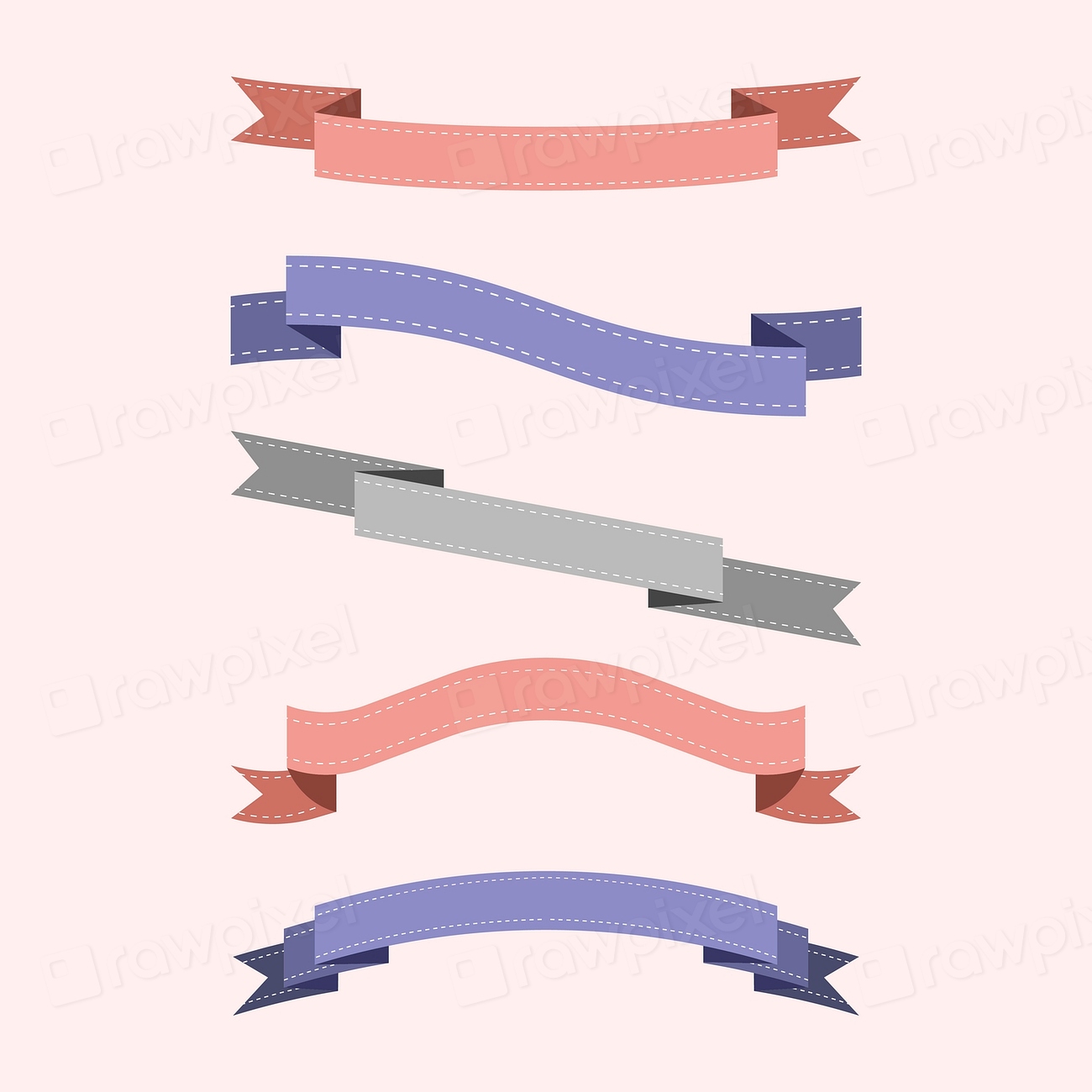 Set of colorful ribbon vectors | Premium Vector - rawpixel
