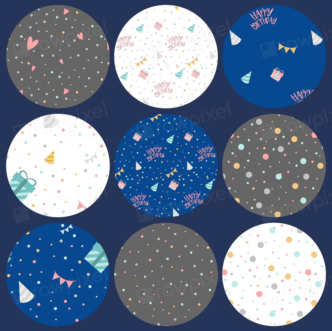 Set round party pattern vectors | Premium Vector - rawpixel