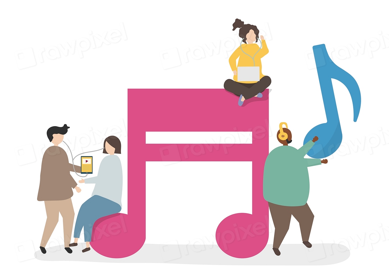 Illustration characters and music notes | Premium Vector - rawpixel
