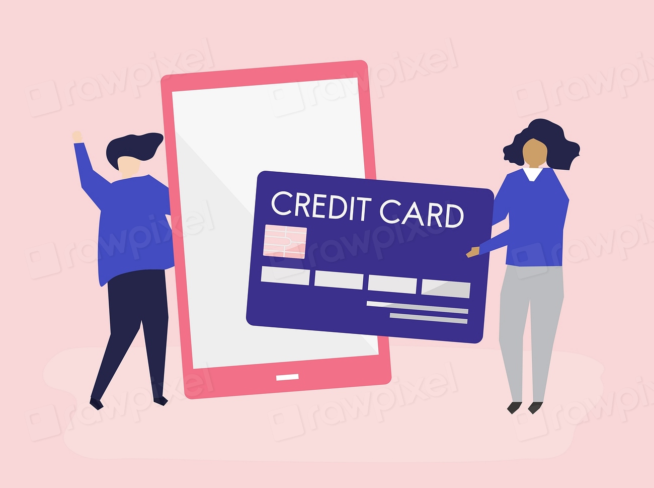 People making an online credit | Premium Vector - rawpixel