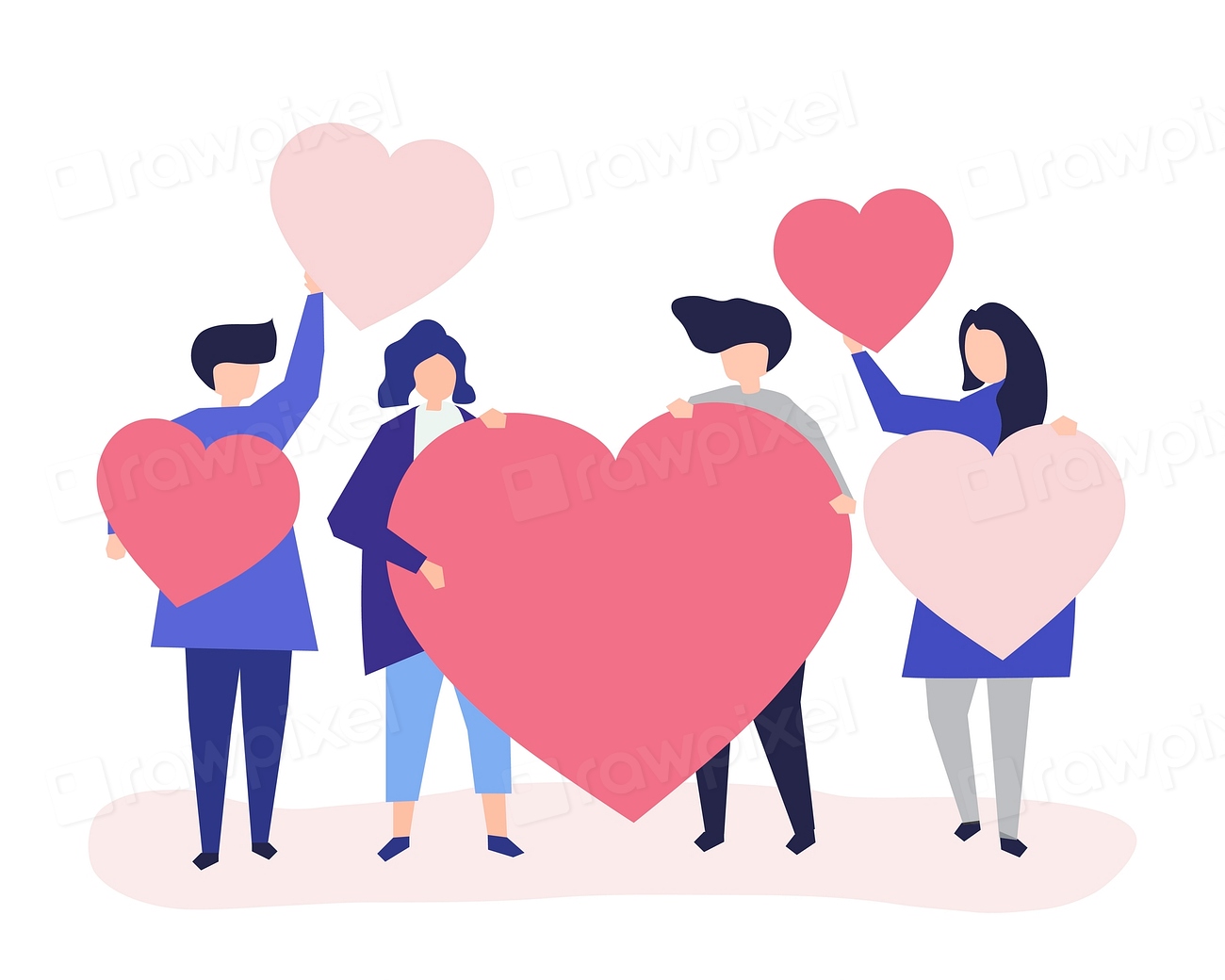 Characters of people holding heart | Premium Vector - rawpixel