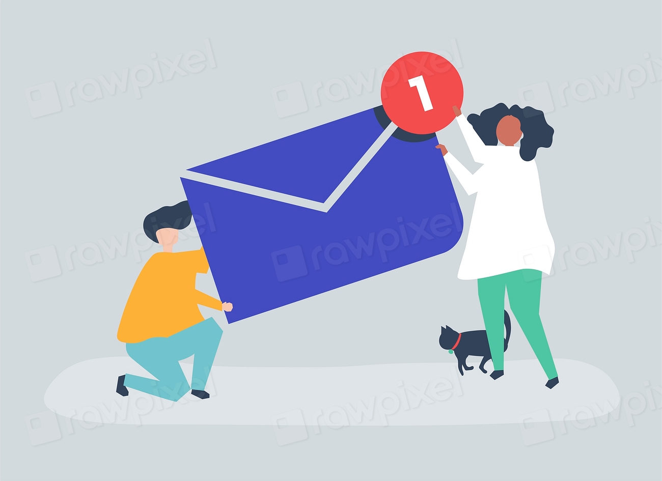 Character couple holding new message | Premium Vector - rawpixel