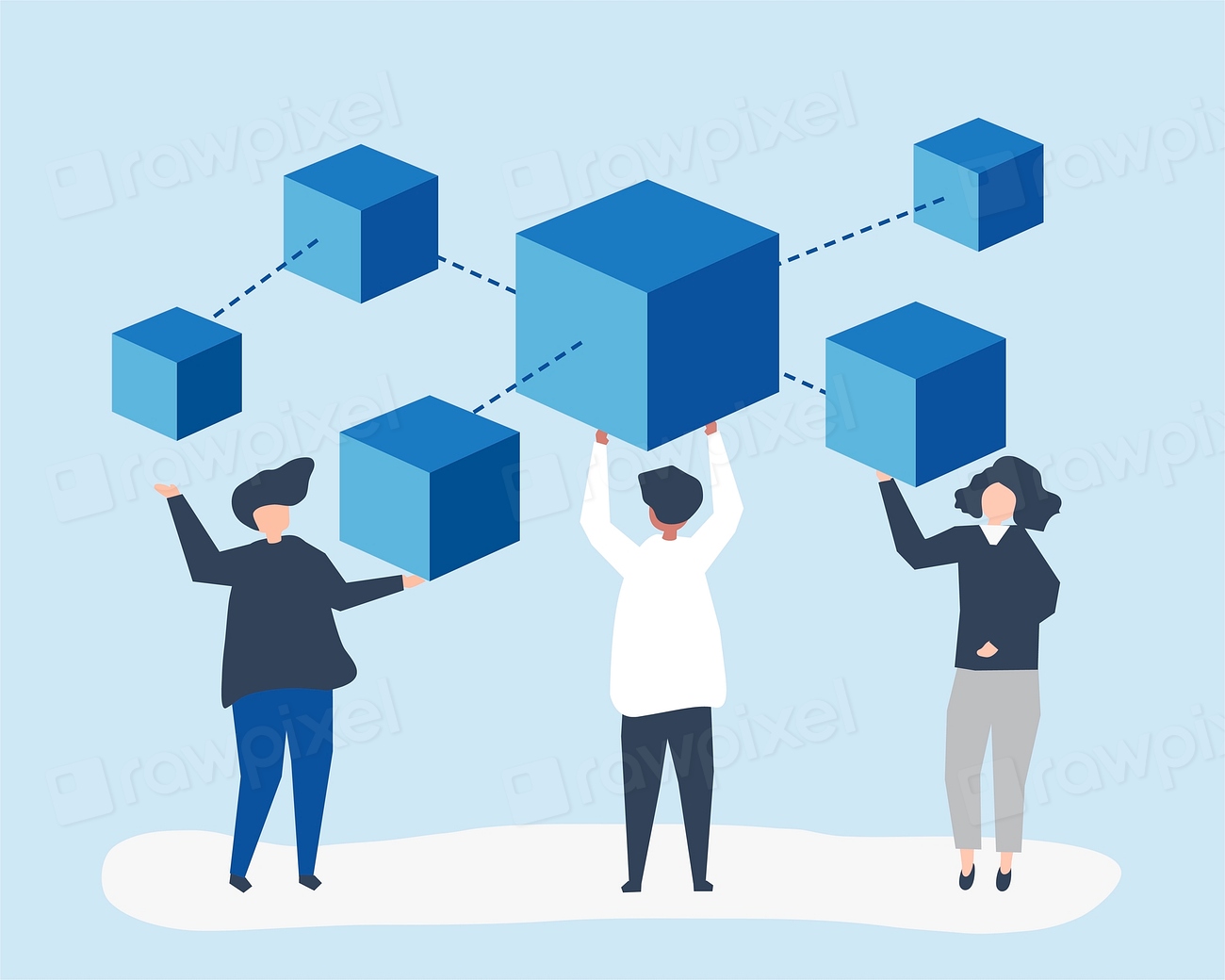 Characters people holding blockchain network | Premium Vector - rawpixel