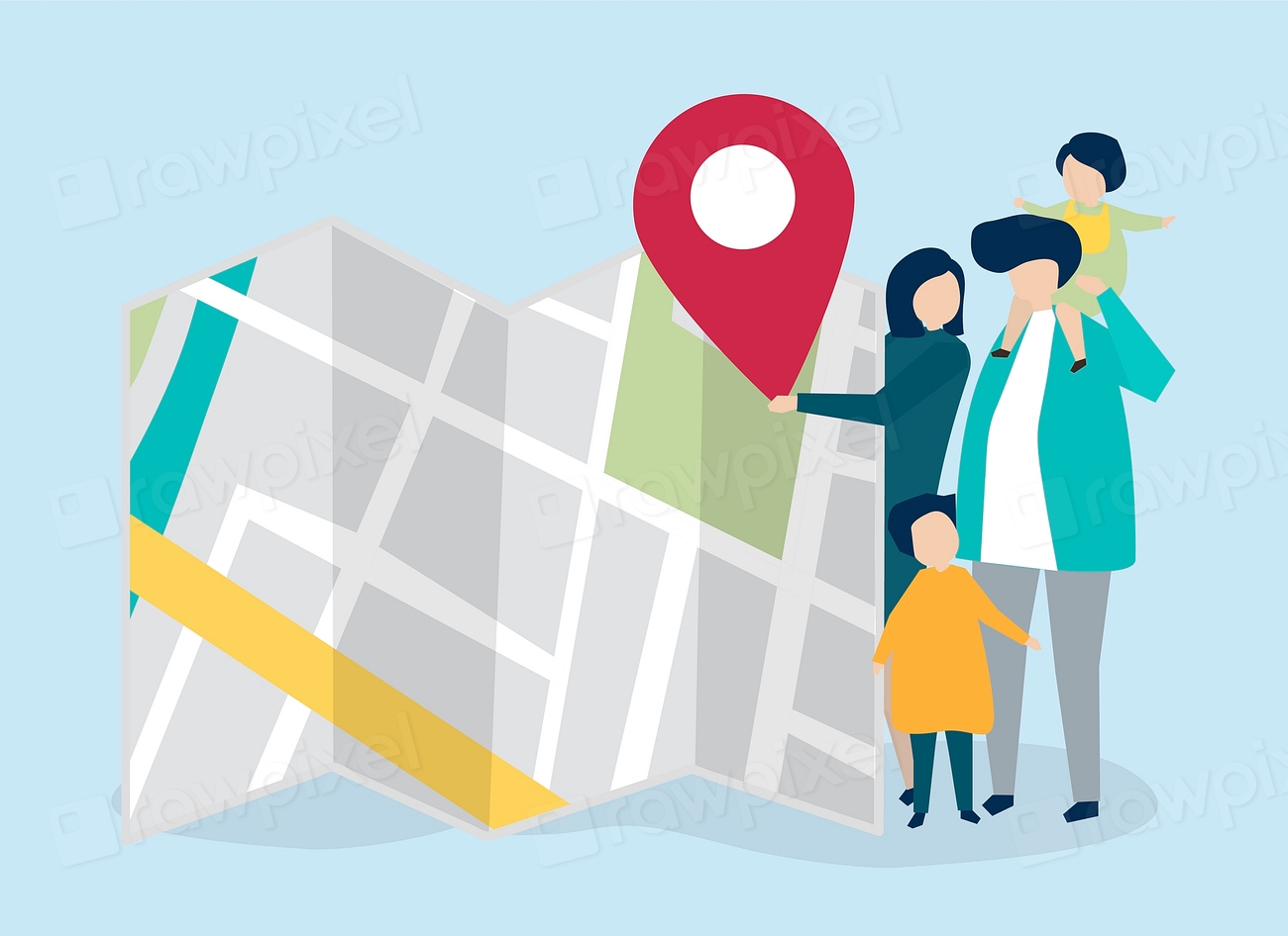 Characters family map and GPS | Premium Vector - rawpixel