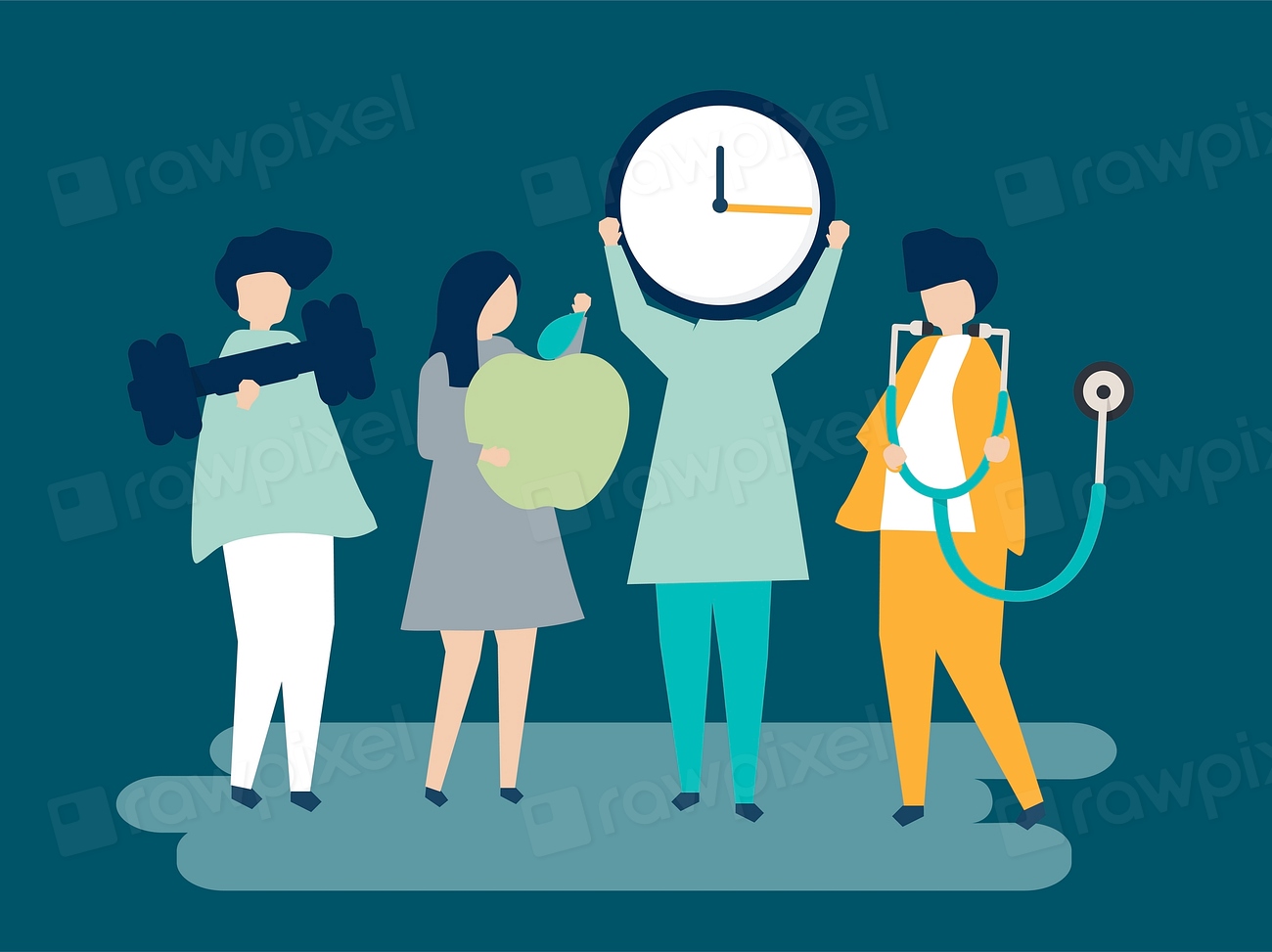 Characters people holding healthy lifestyle | Premium Vector - rawpixel