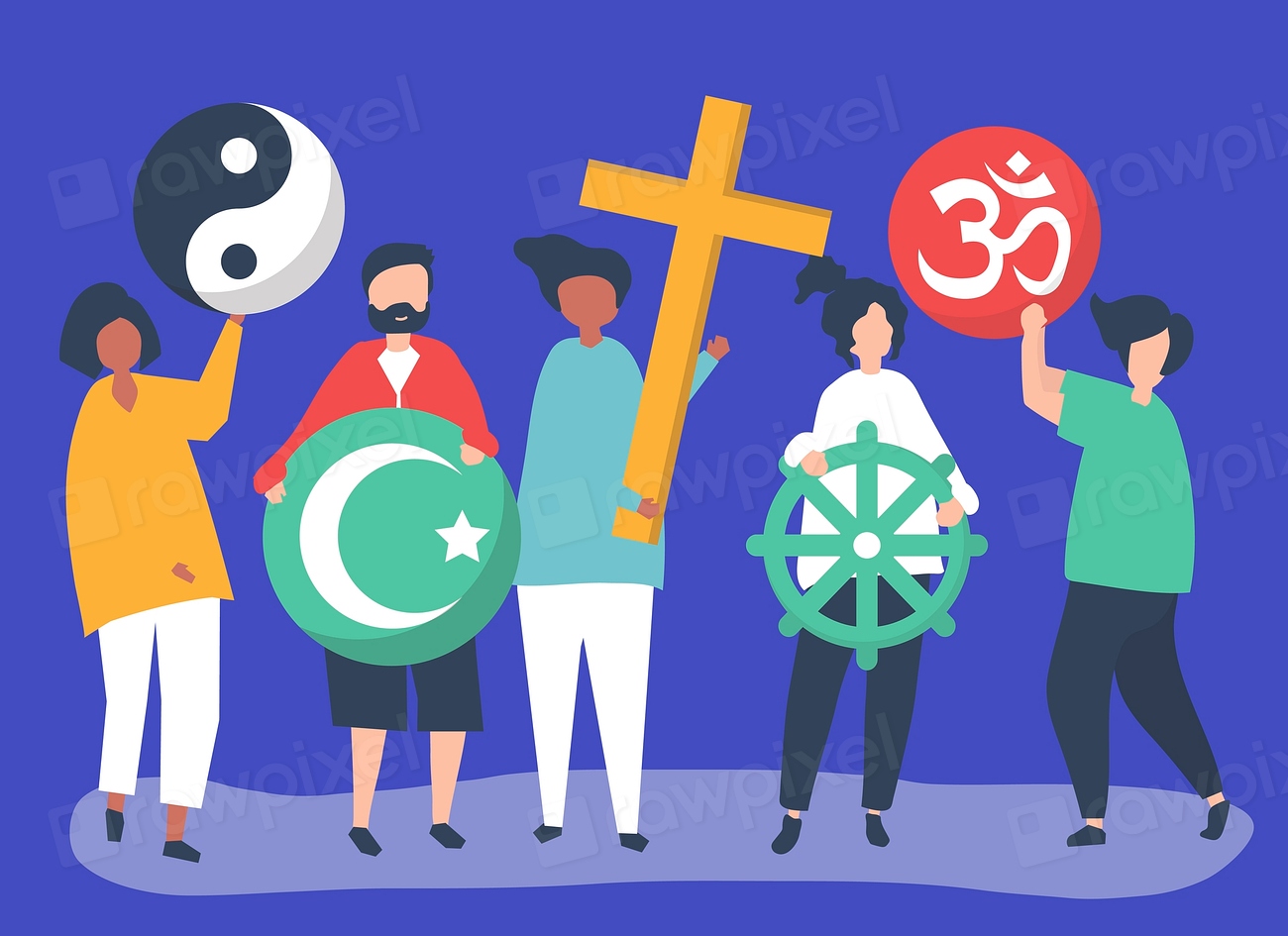 People holding diverse religious symbols | Premium Vector - rawpixel
