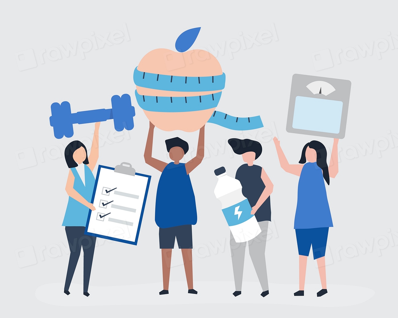 People eating healthy and exercising | Premium Vector - rawpixel