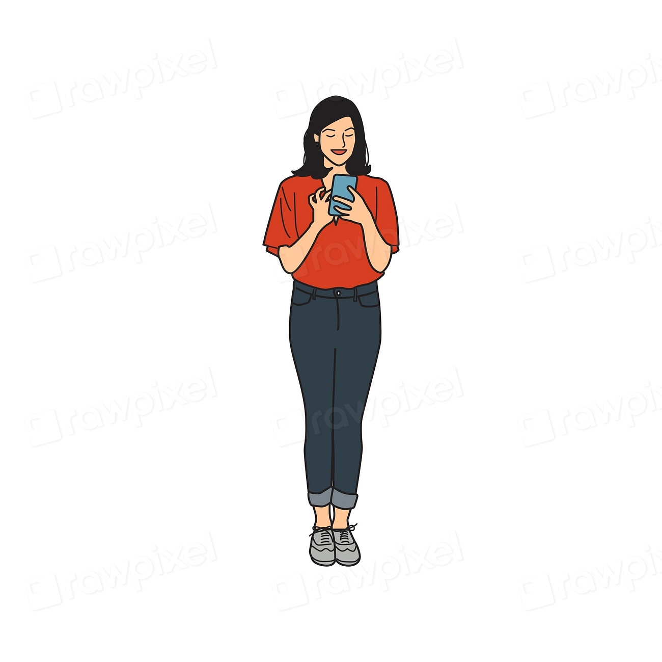 Illustrated woman using mobile phone | Premium Vector Illustration ...