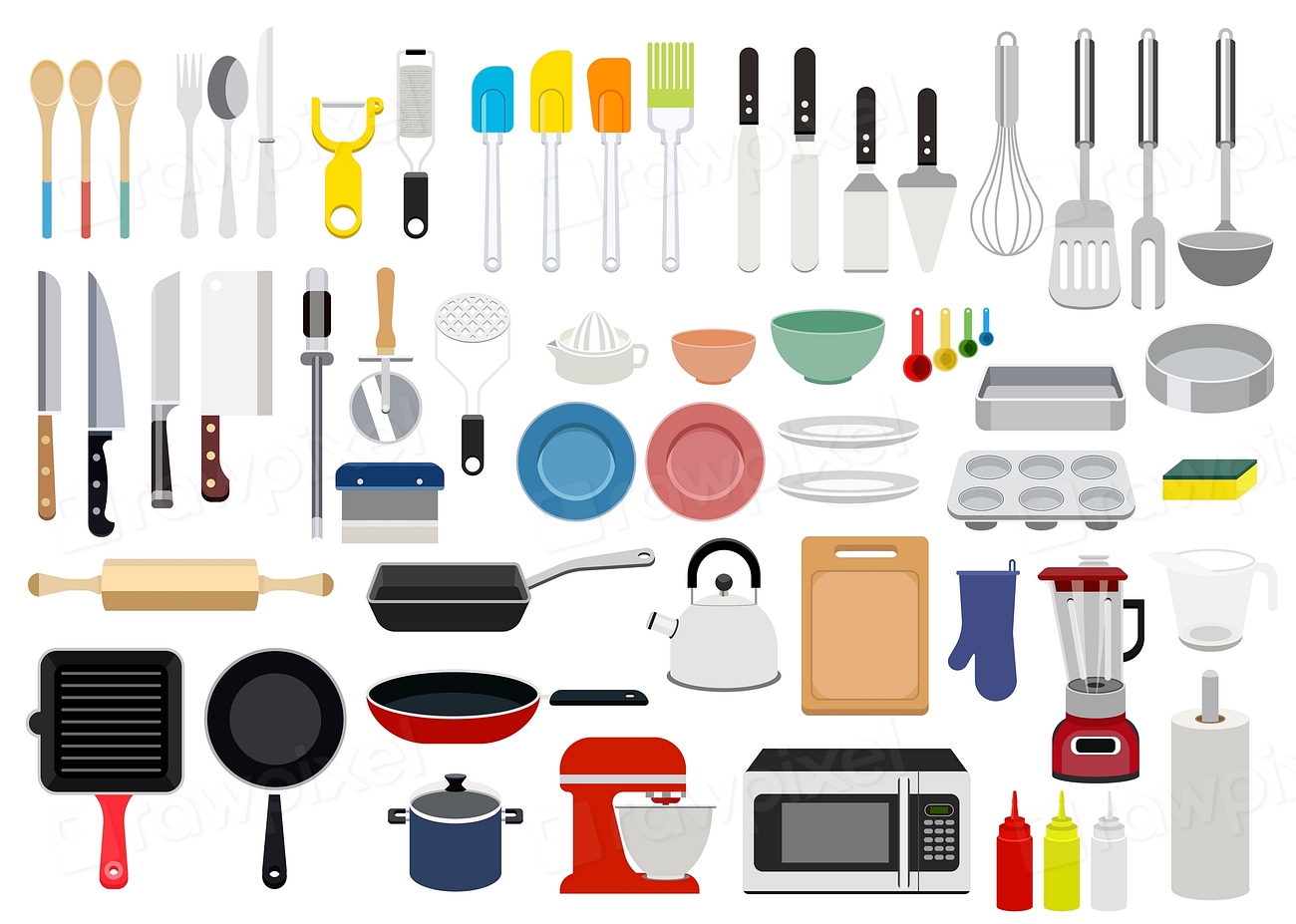 Collection of cooking utensils illustration | Free Vector - rawpixel
