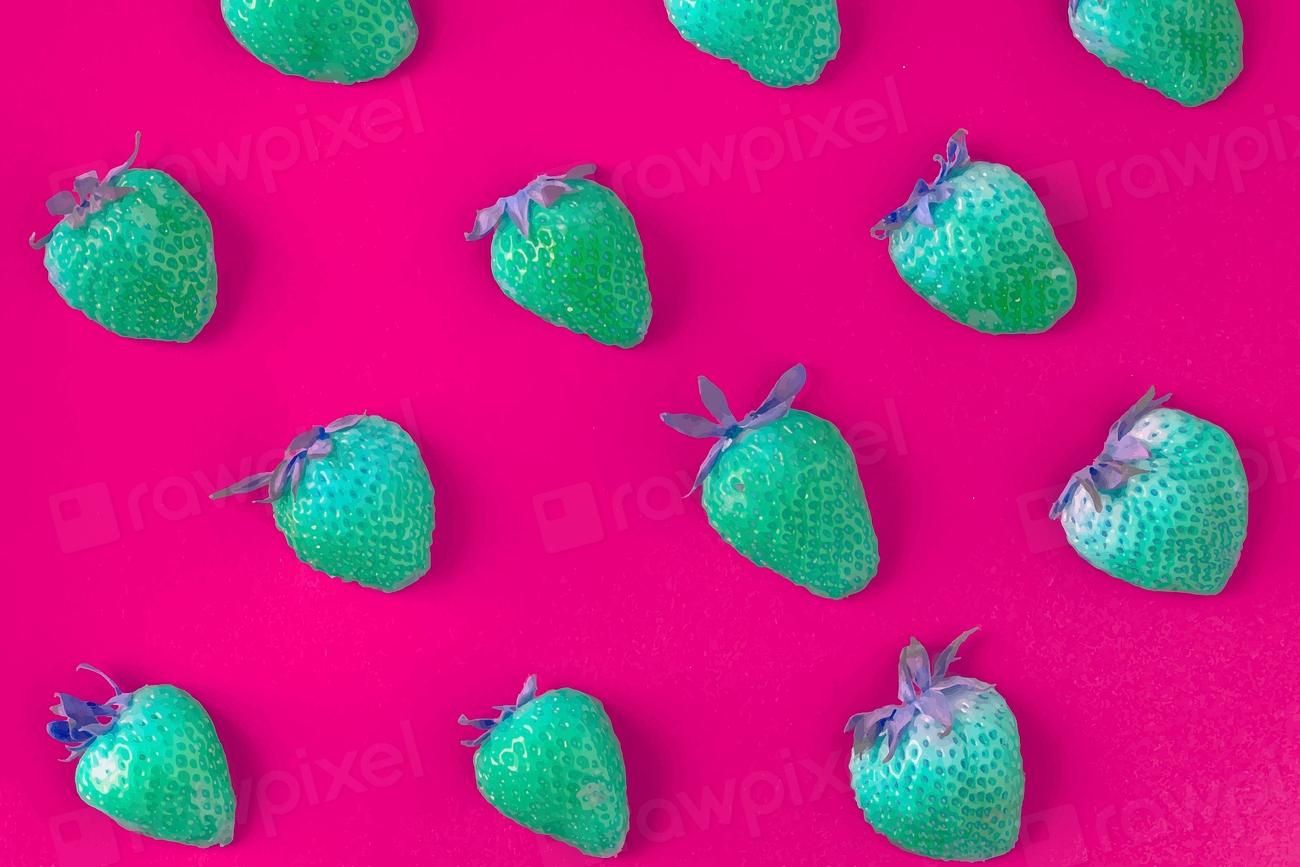 Strawberries negative filter pink background | Premium Vector - rawpixel