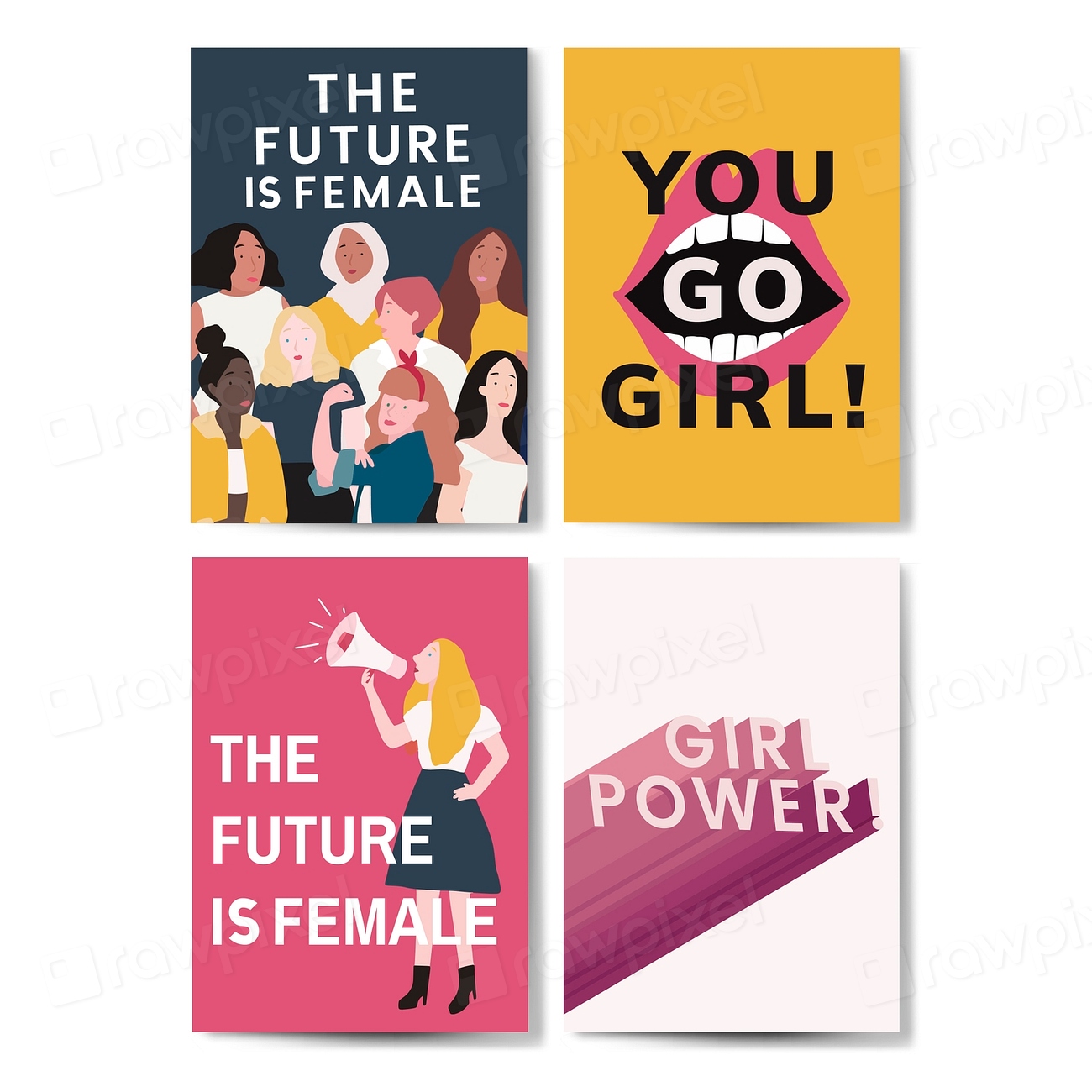 Collection feminist message poster vectors | Premium Vector - rawpixel