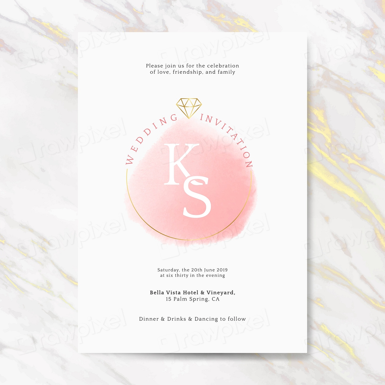Pink wedding invitation card vector | Premium Vector - rawpixel