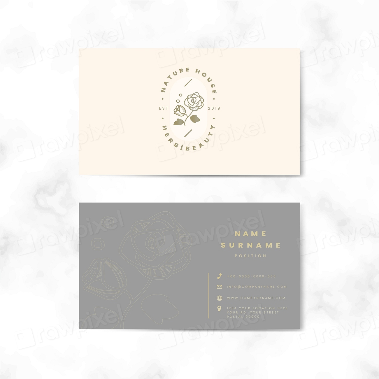 Botanical two sided name card | Premium Vector - rawpixel
