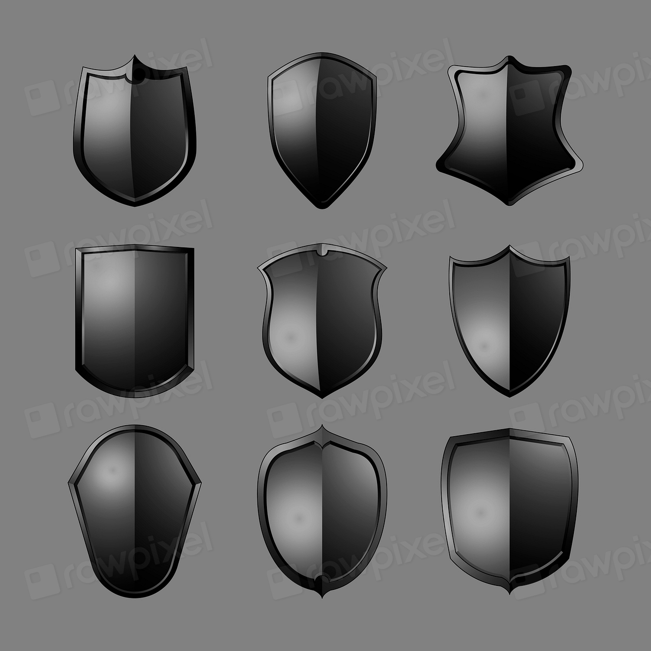 Black Baroque shield elements vector | Premium Vector - rawpixel
