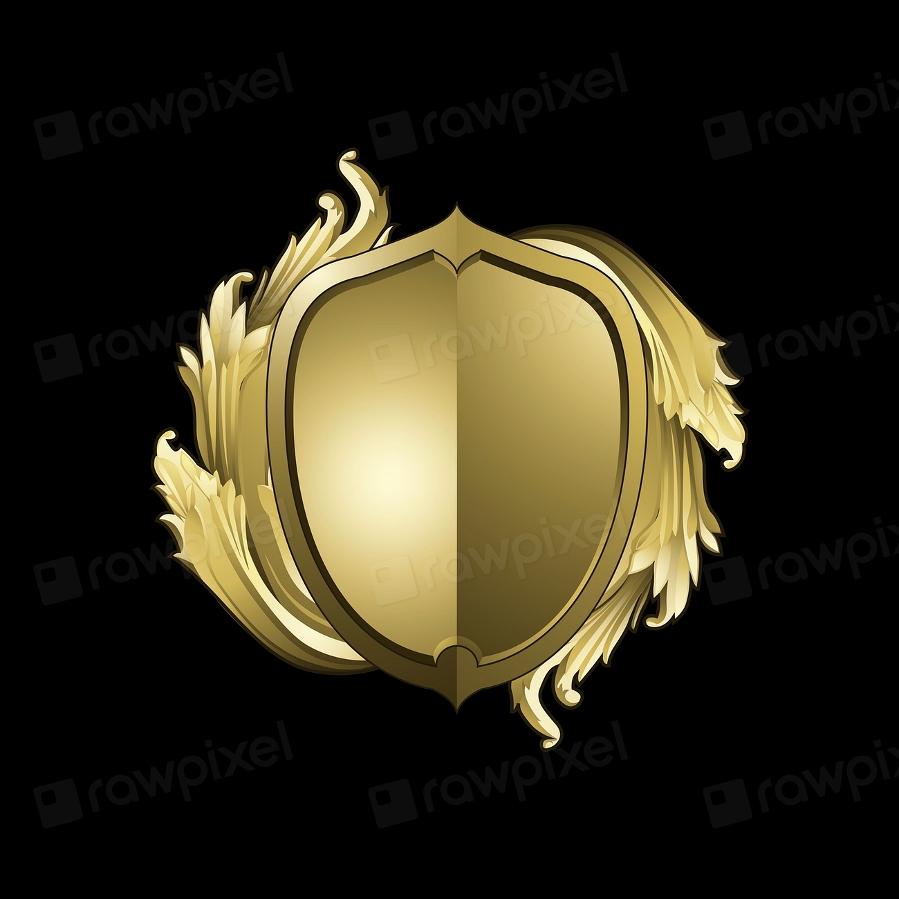 Golden Baroque shield elements vector | Premium Vector - rawpixel