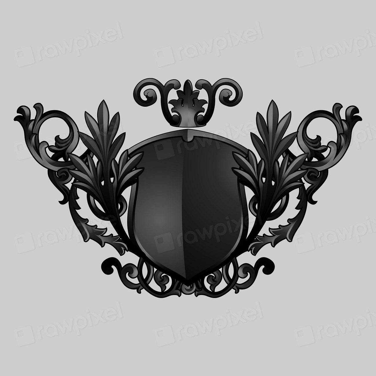 Black Baroque shield elements vector | Premium Vector - rawpixel