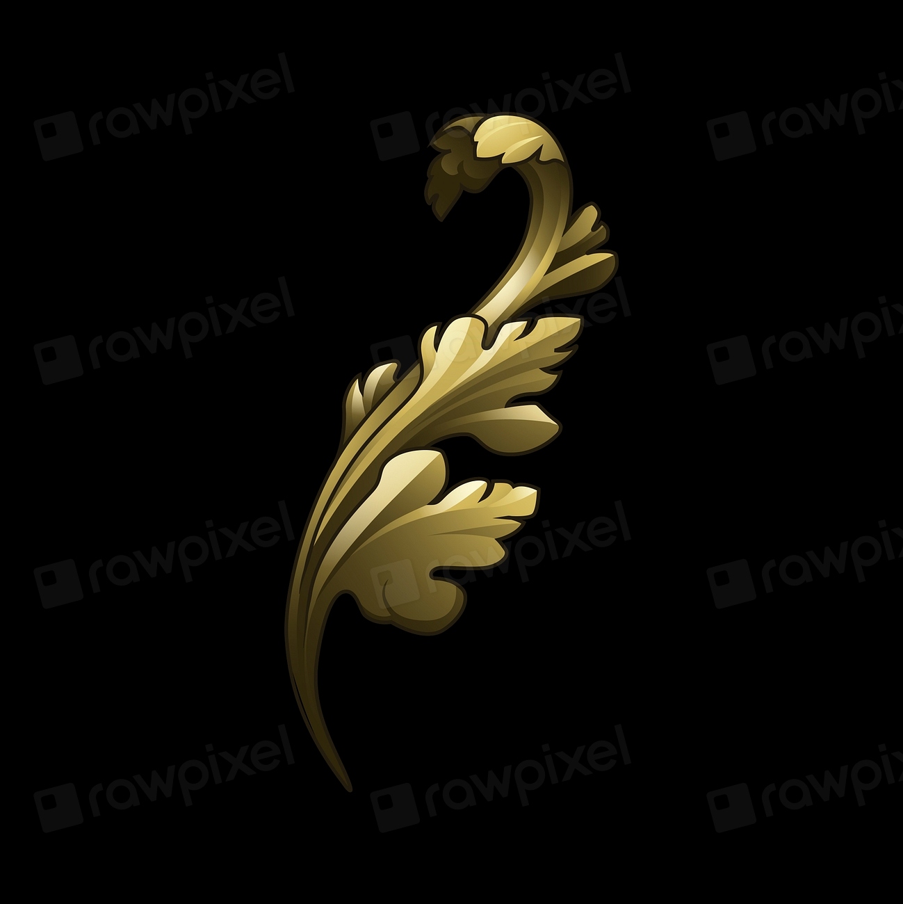 Golden Baroque floral elements vector | Premium Vector - rawpixel