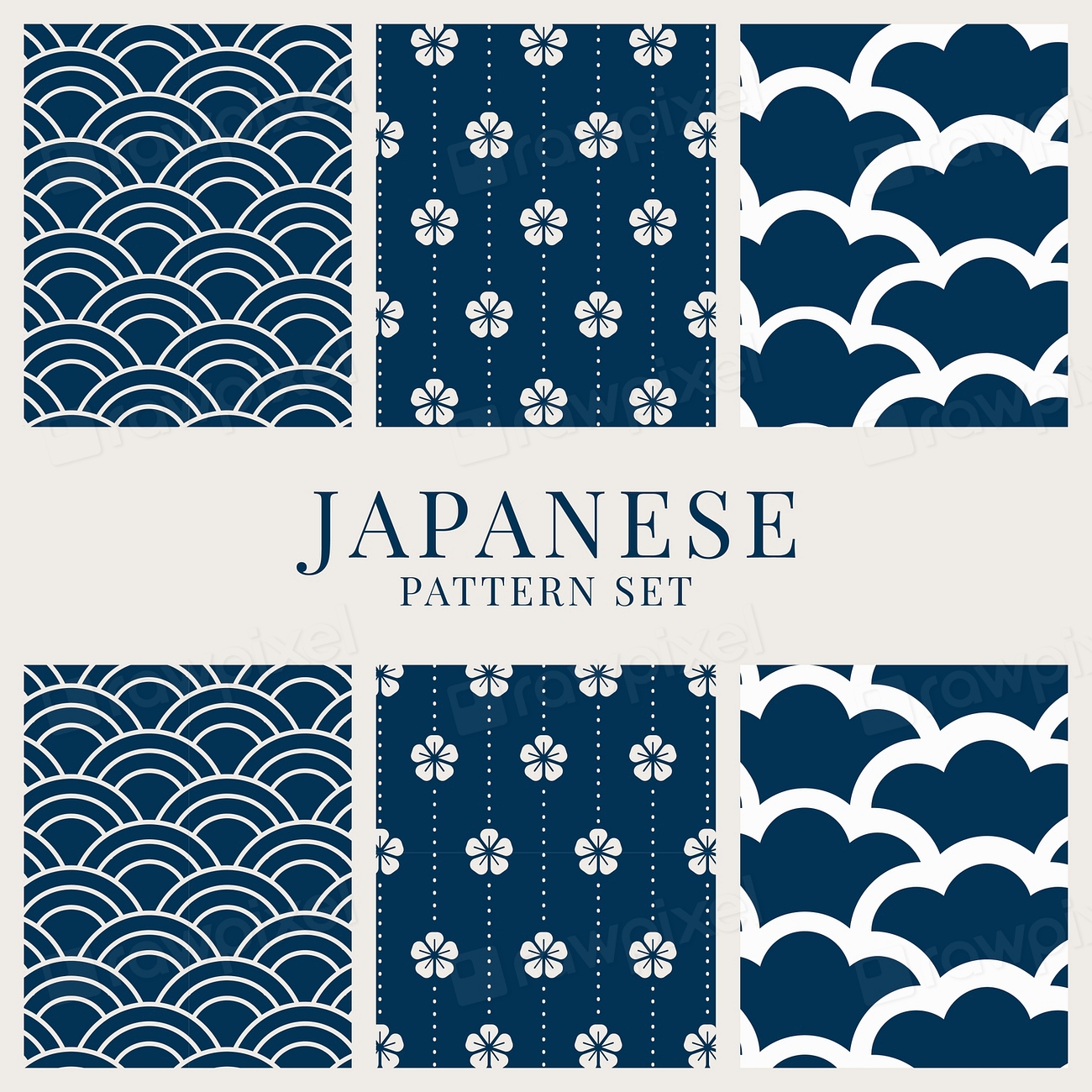 Japanese-inspired pattern vector set | Premium Vector - rawpixel