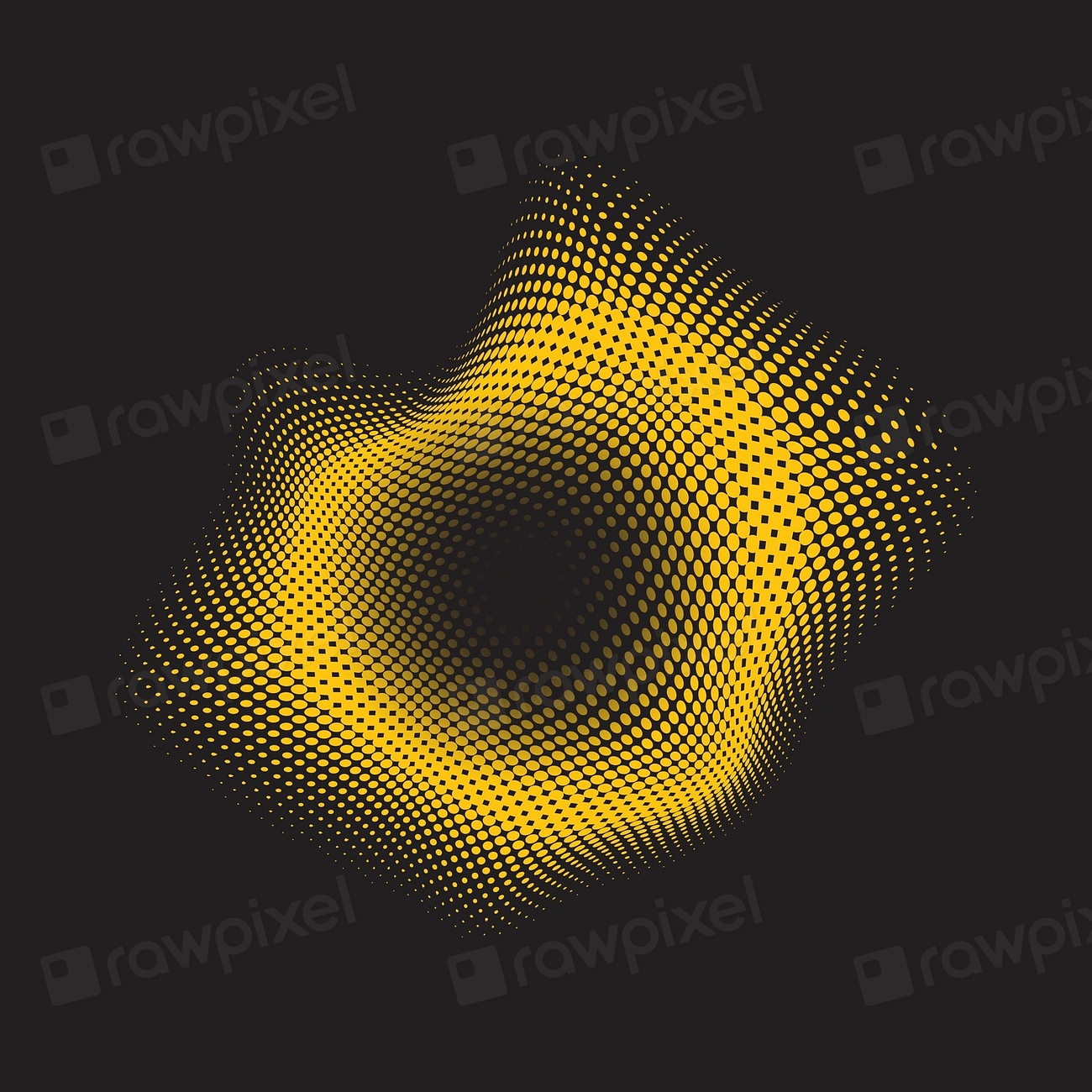 Yellow wavy halftone badge black | Premium Vector - rawpixel