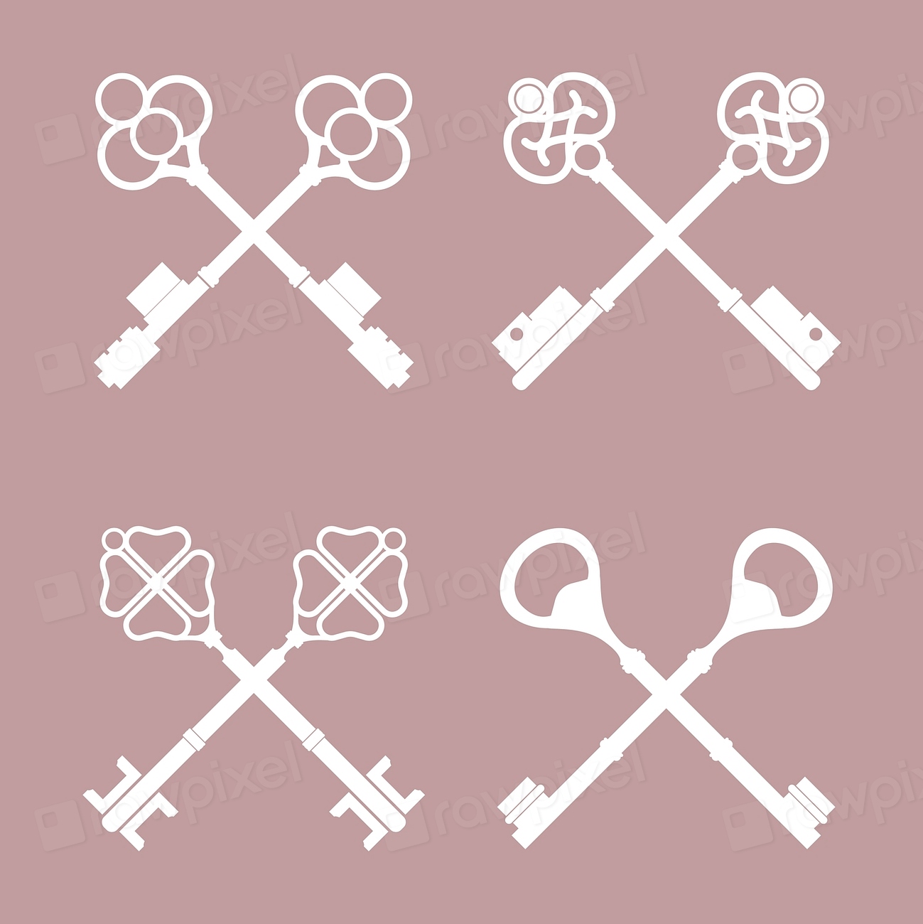 Set of vintage crossed key | Free Vector - rawpixel