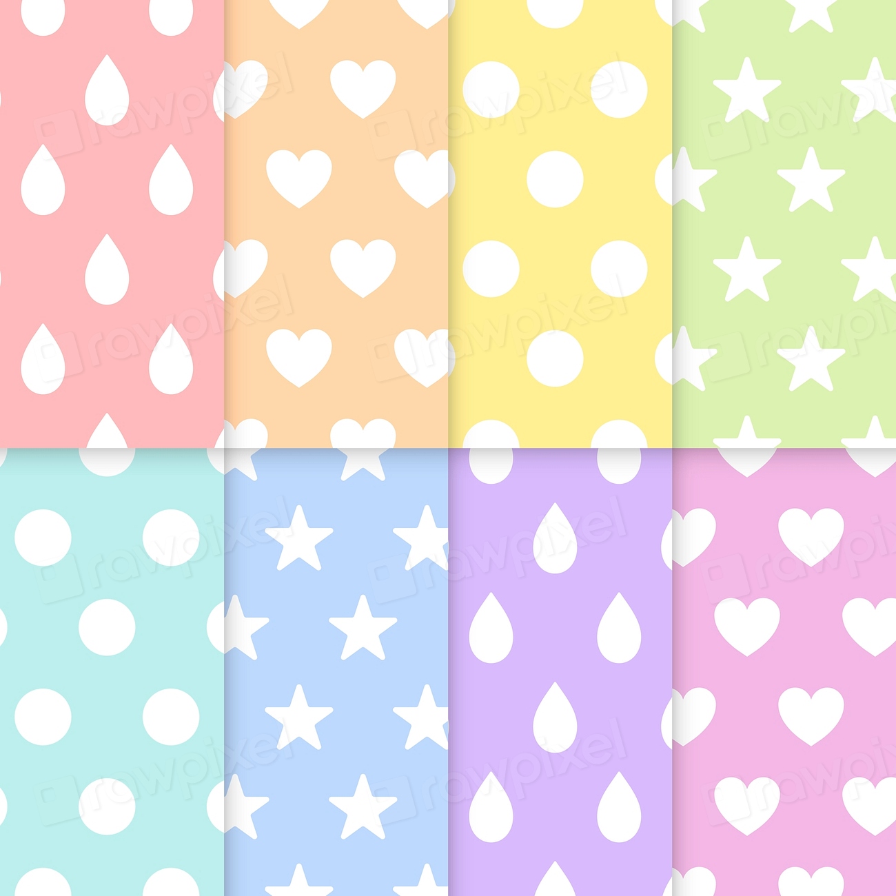 Seamless pastel patterns vector set | Premium Vector - rawpixel