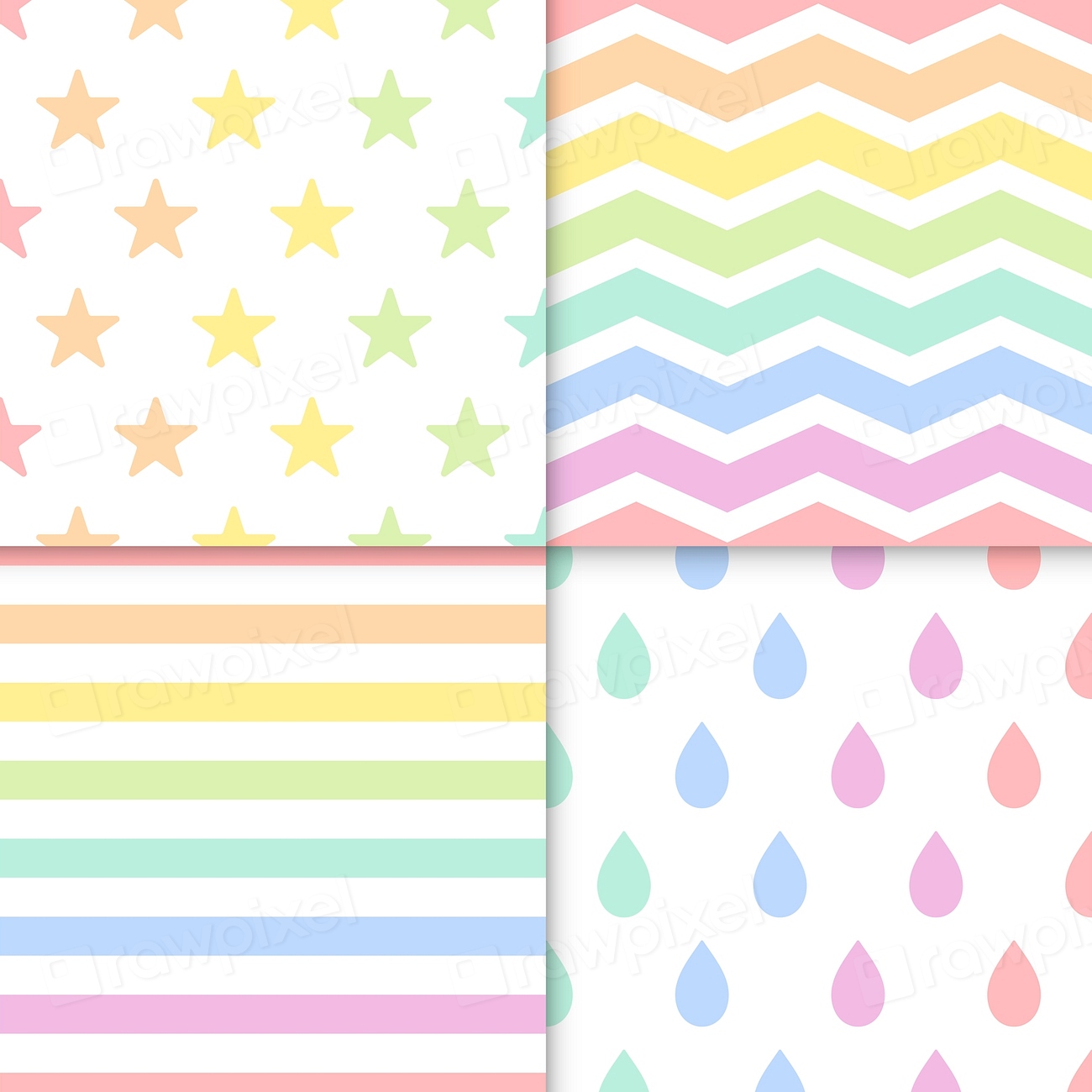 Seamless pastel patterns vector set | Premium Vector - rawpixel