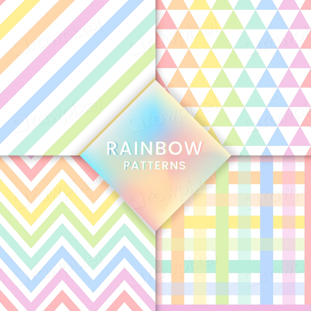 Colorful rainbow patterns vector set | Premium Vector - rawpixel