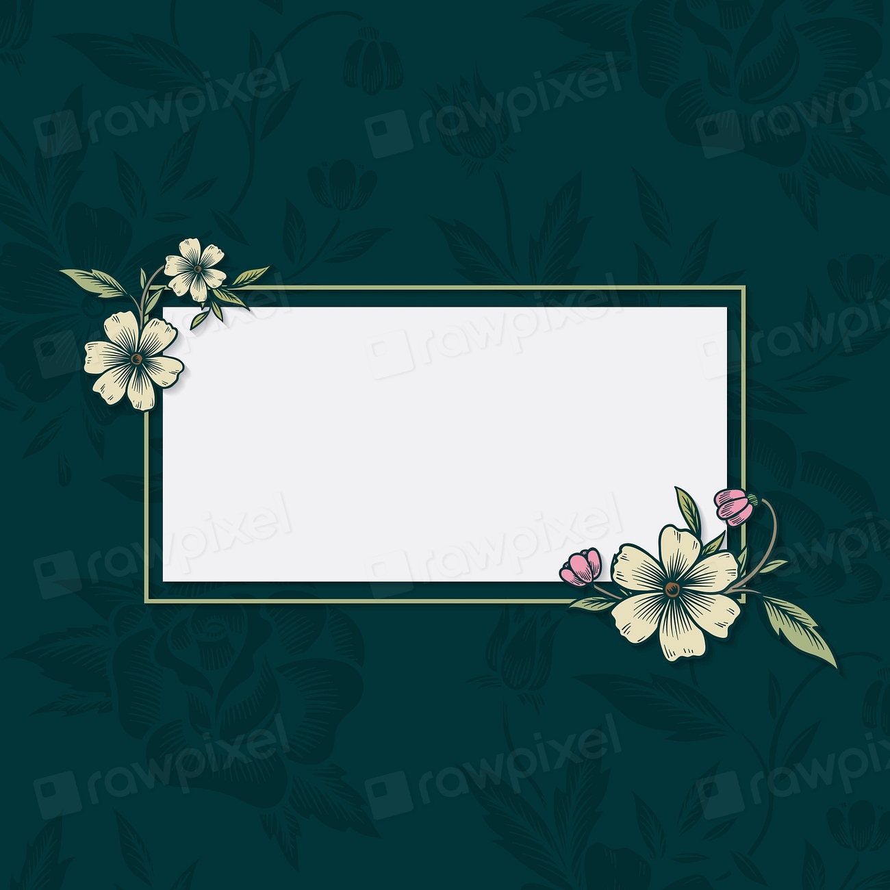 Floral rectangle framed banner vector | Premium Vector - rawpixel