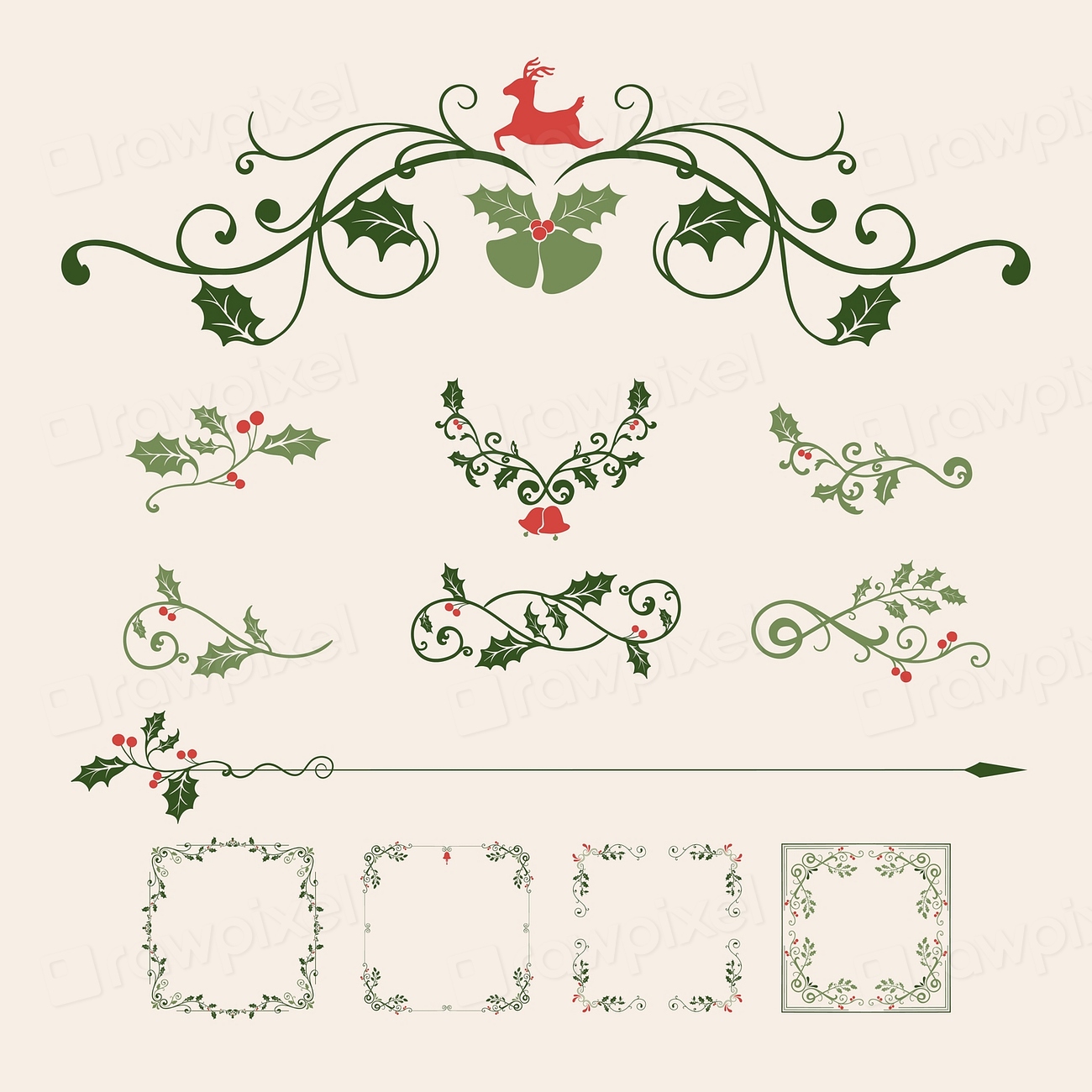 Set decorative Christmas designs cards | Free Vector - rawpixel