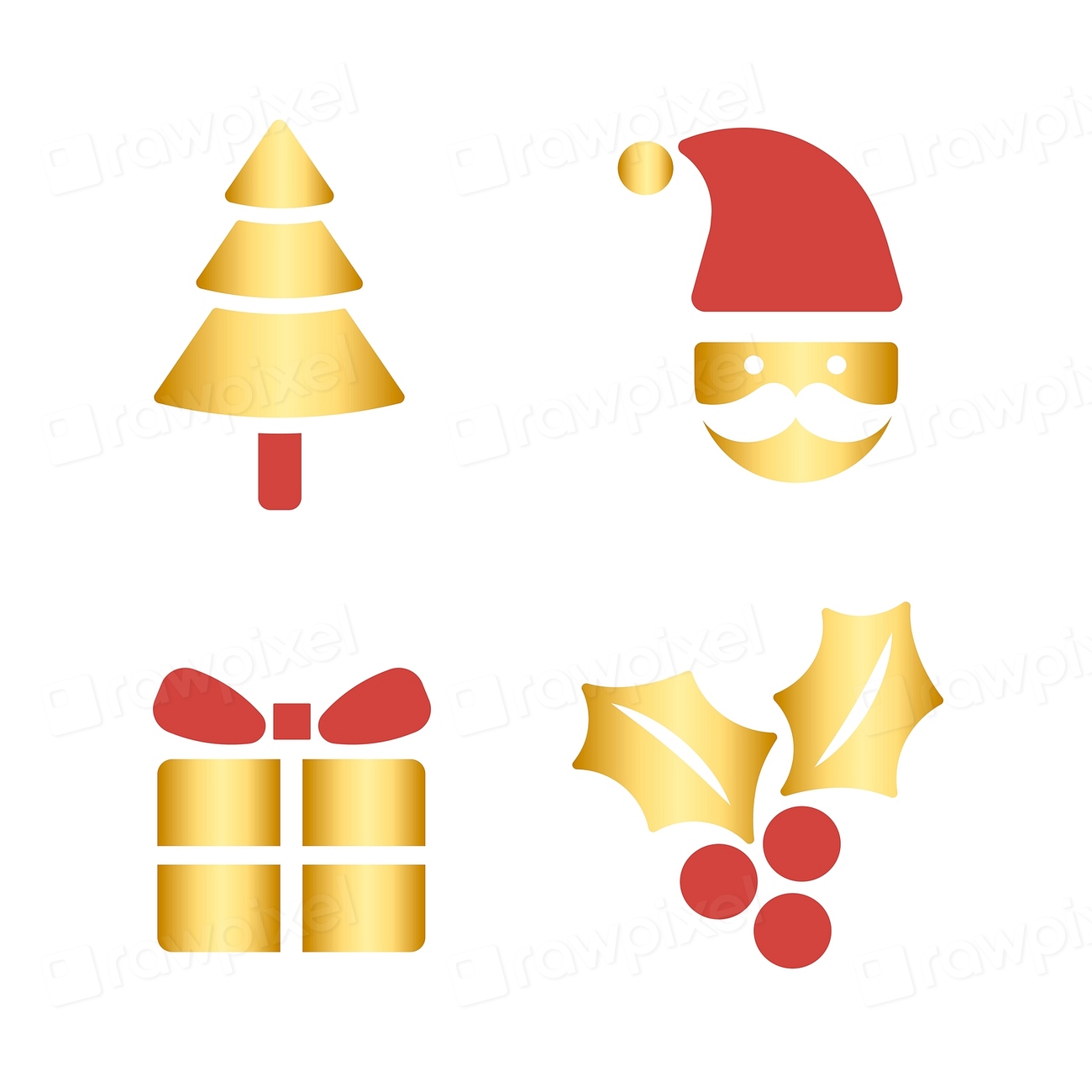 Christmas holiday symbols vector set | Free Vector - rawpixel