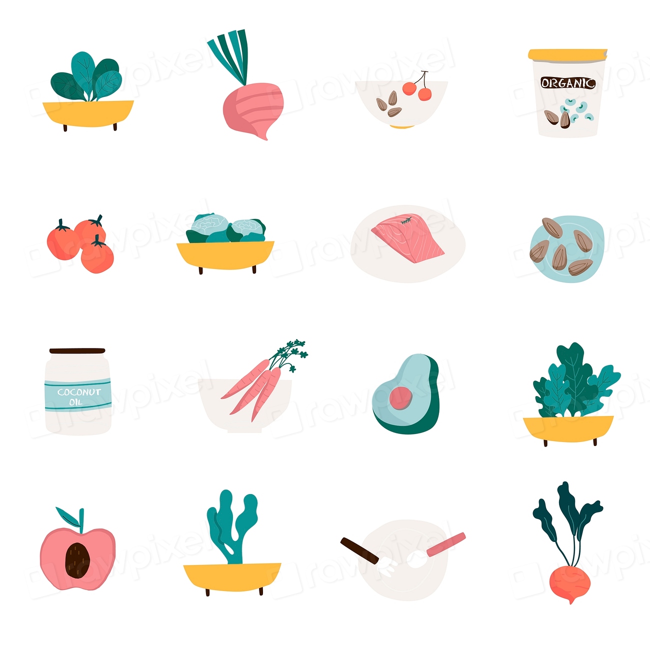 Set organic food icon vectors | Premium Vector - rawpixel
