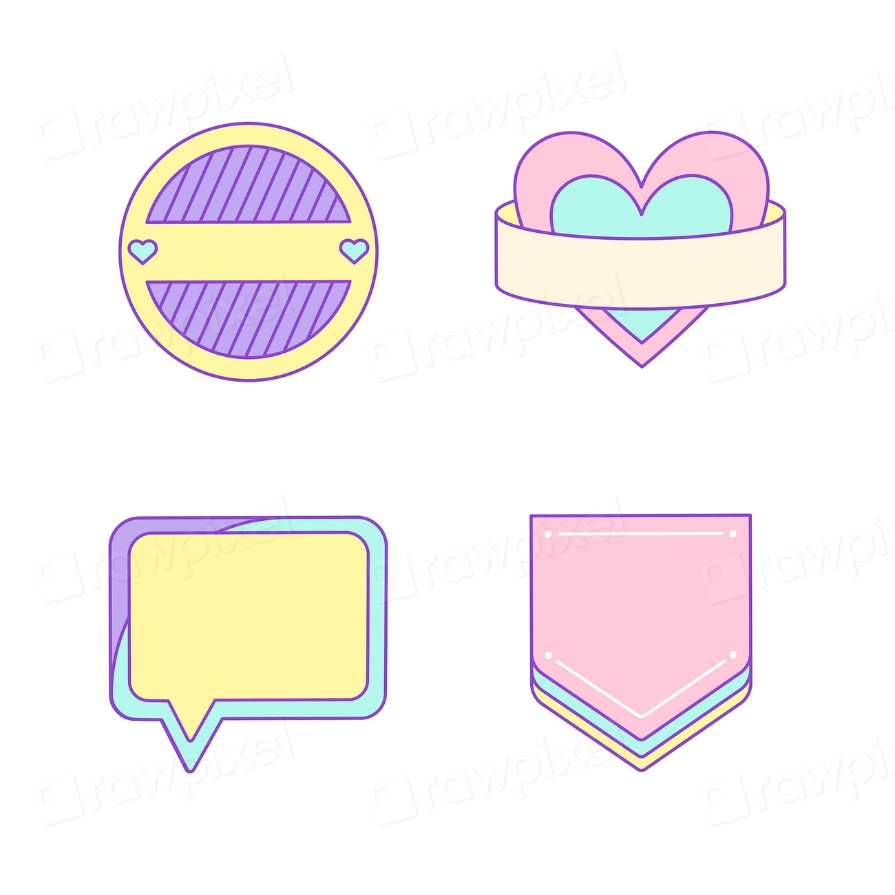 Set of cute and girly | Free Vector - rawpixel