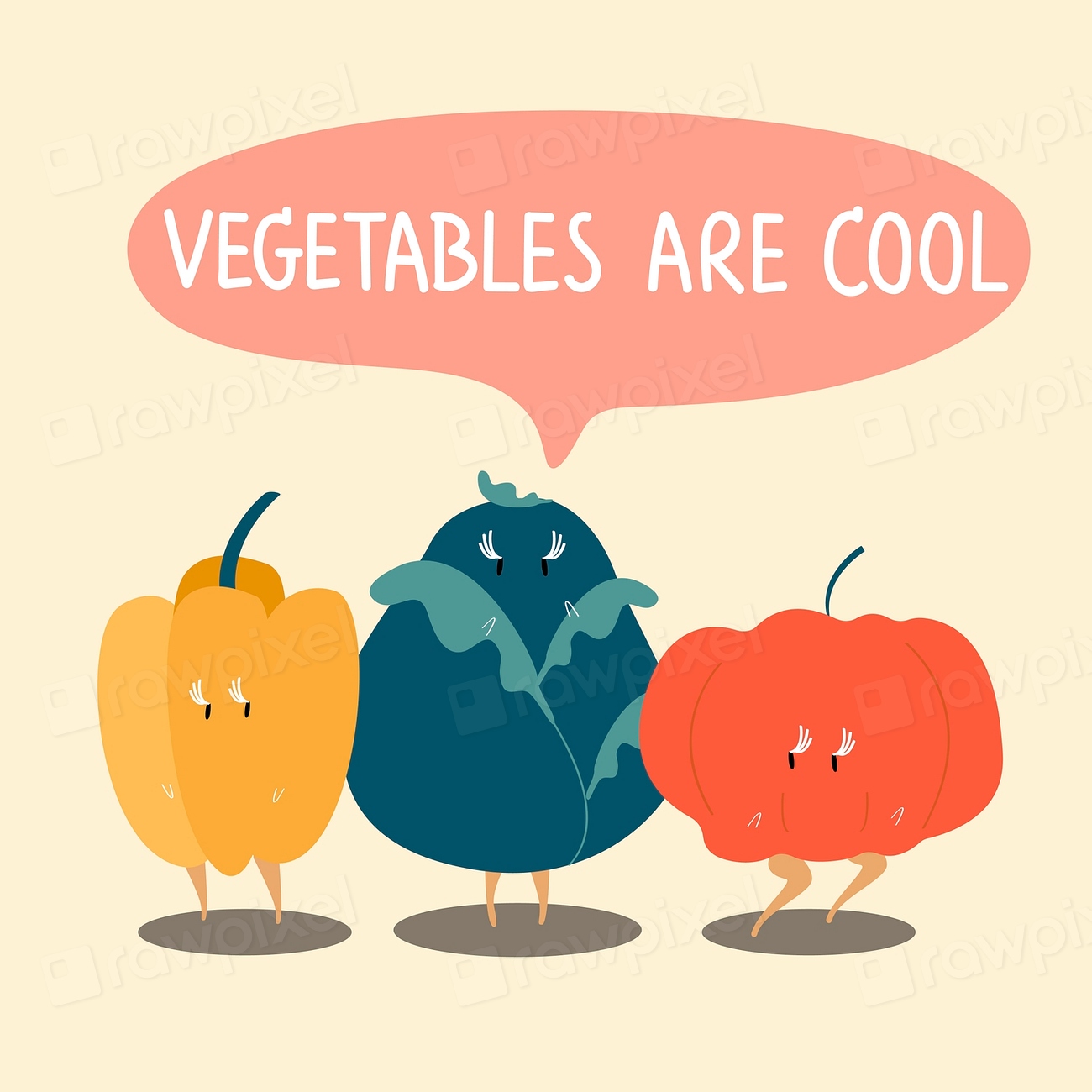 Fresh vegetable cartoon characters set | Premium Vector - rawpixel