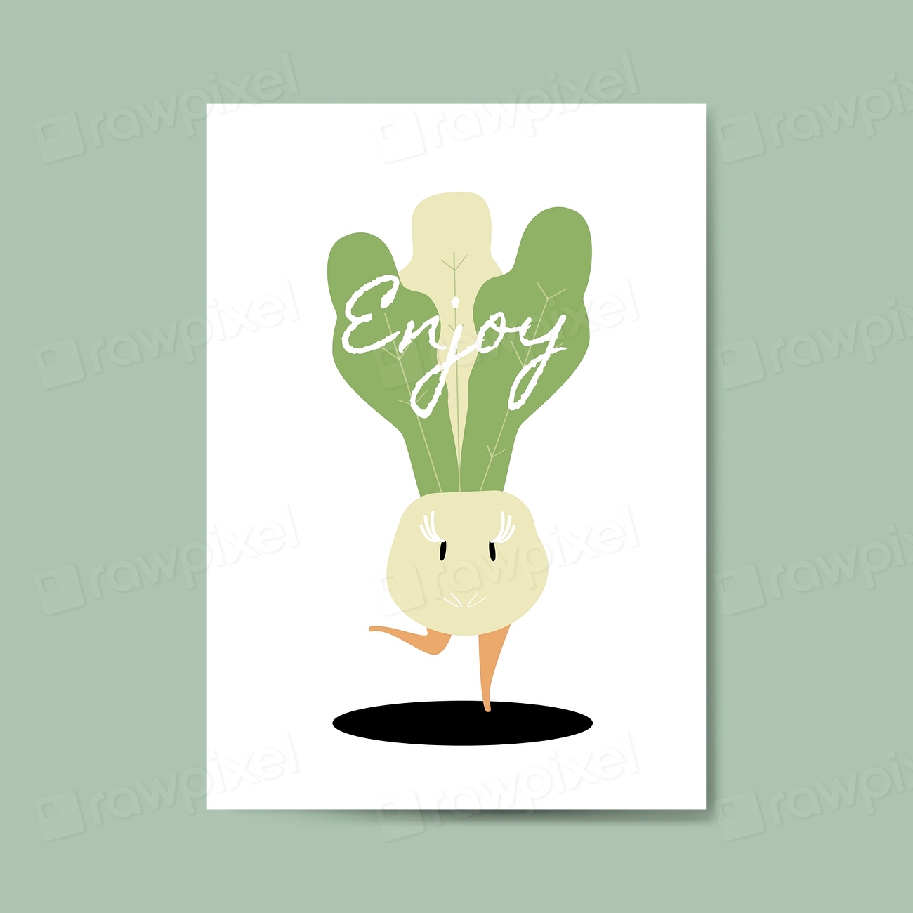 White radish cartoon character card | Free Vector - rawpixel