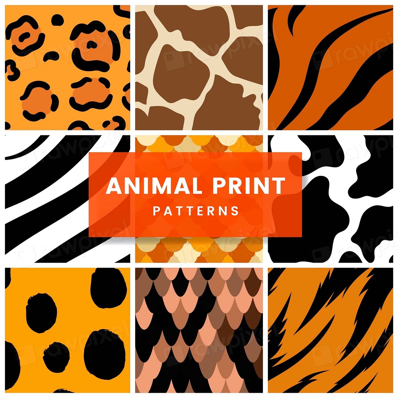 Set seamless animal print pattern | Premium Vector - rawpixel