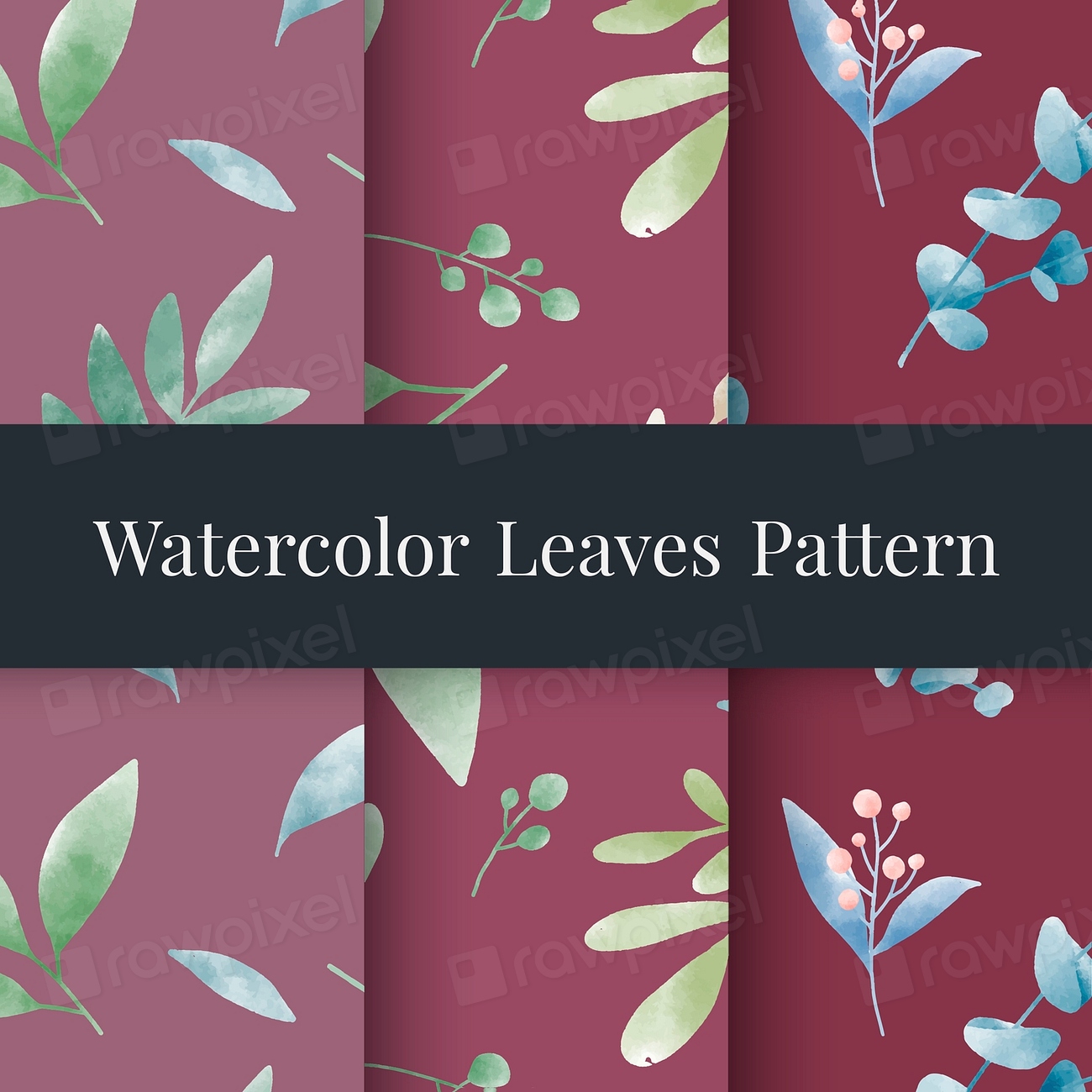 Set watercolor leaf patterns vector | Premium Vector - rawpixel