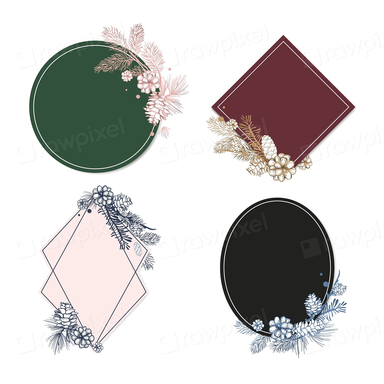 Set floral framed wedding invitation | Premium Vector - rawpixel