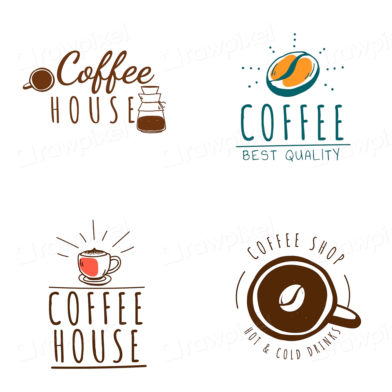 Set coffee shop logos vector | Premium Vector - rawpixel