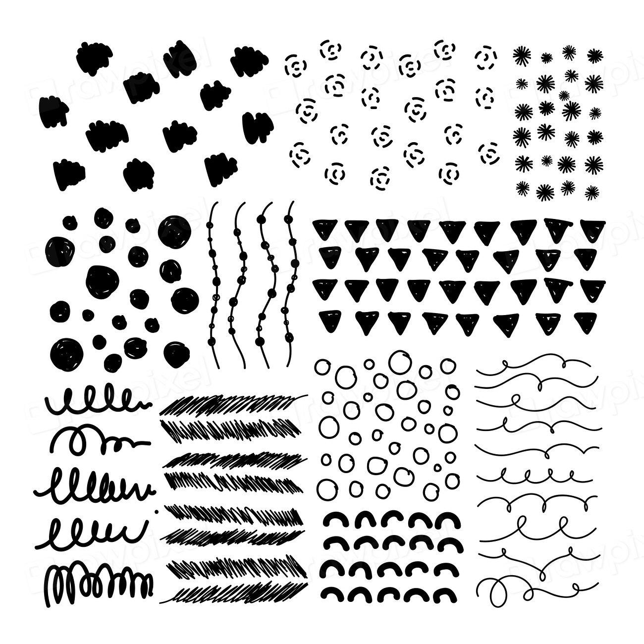 Hand drawn patterned design elements | Premium Vector - rawpixel