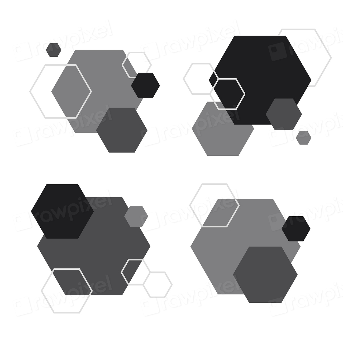 Black and white hexagon geometric | Premium Vector - rawpixel