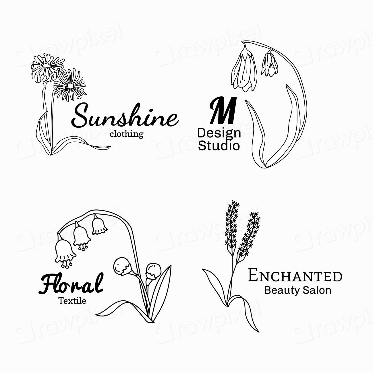 Floral feminine logo design set | Premium Vector - rawpixel