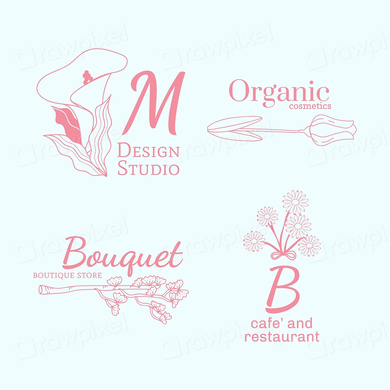 Floral feminine logo design set | Premium Vector - rawpixel